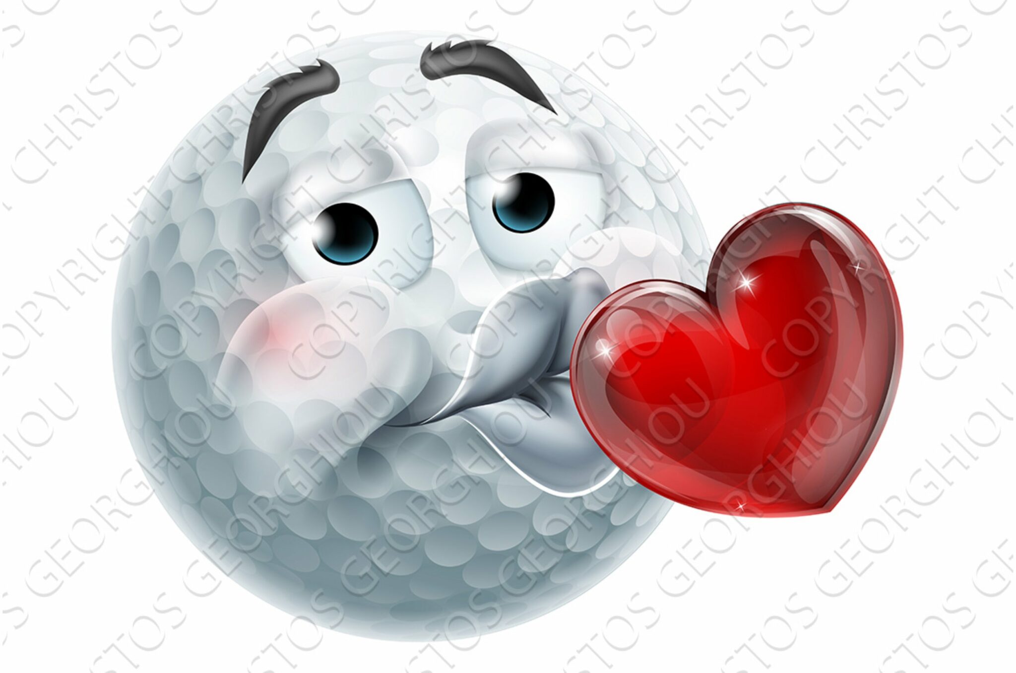 Golf Ball Kissing Heart Emoticon – MasterBundles