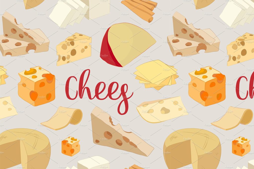 Hand drawn set of chees pattern – MasterBundles
