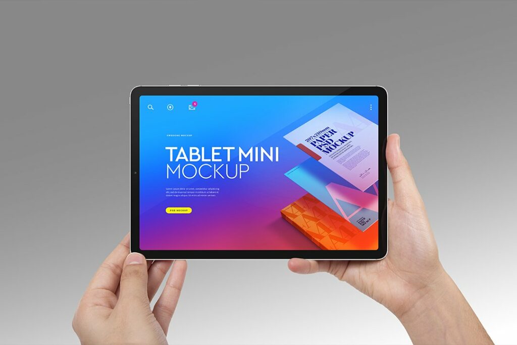 Hands Holding Tablet Mockup – MasterBundles