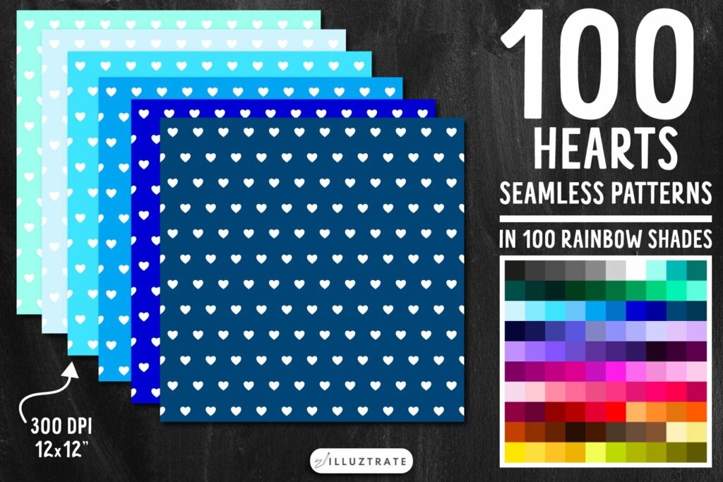 Hearts Digital Paper | Rainbow Paper – MasterBundles