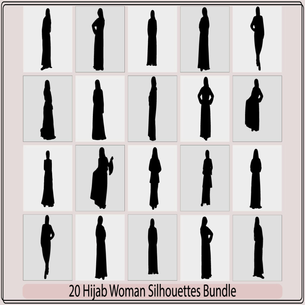 beautiful Muslim woman in hijab fashion silhouette vector,vector ...