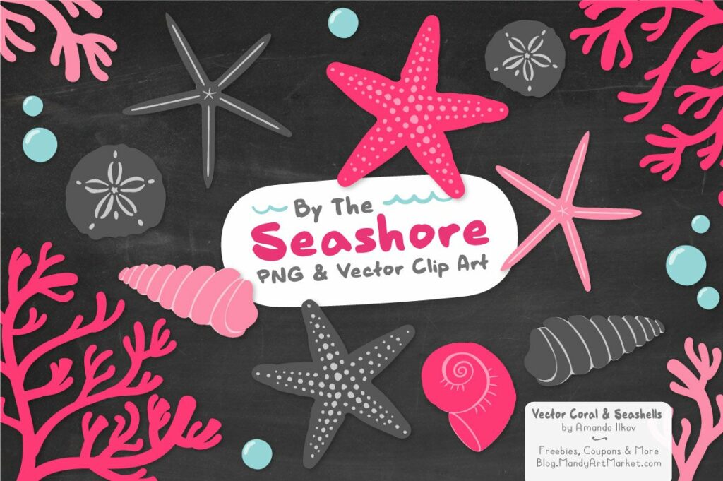 Seashells Clipart in Hot Pink – MasterBundles