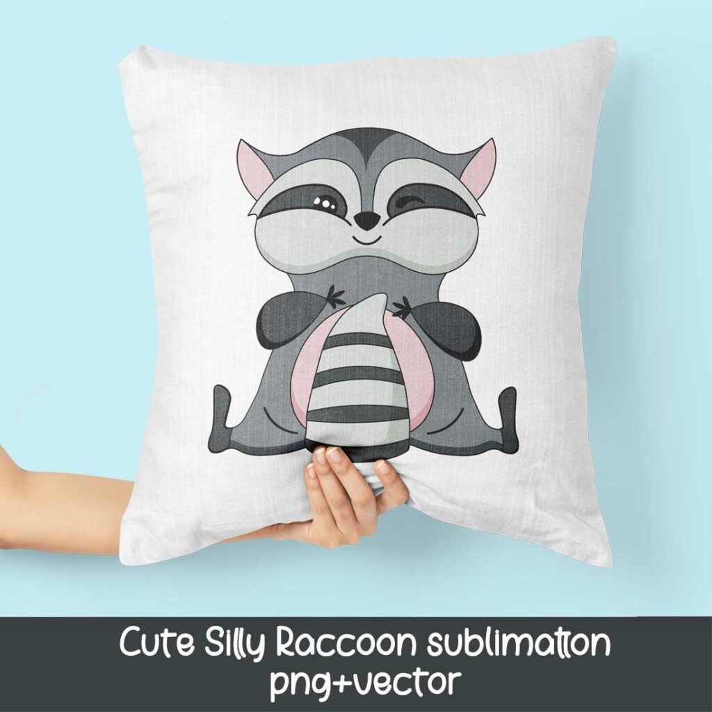 Cute Raccoon. Sublimation Designs for t-shirts.PNG - MasterBundles