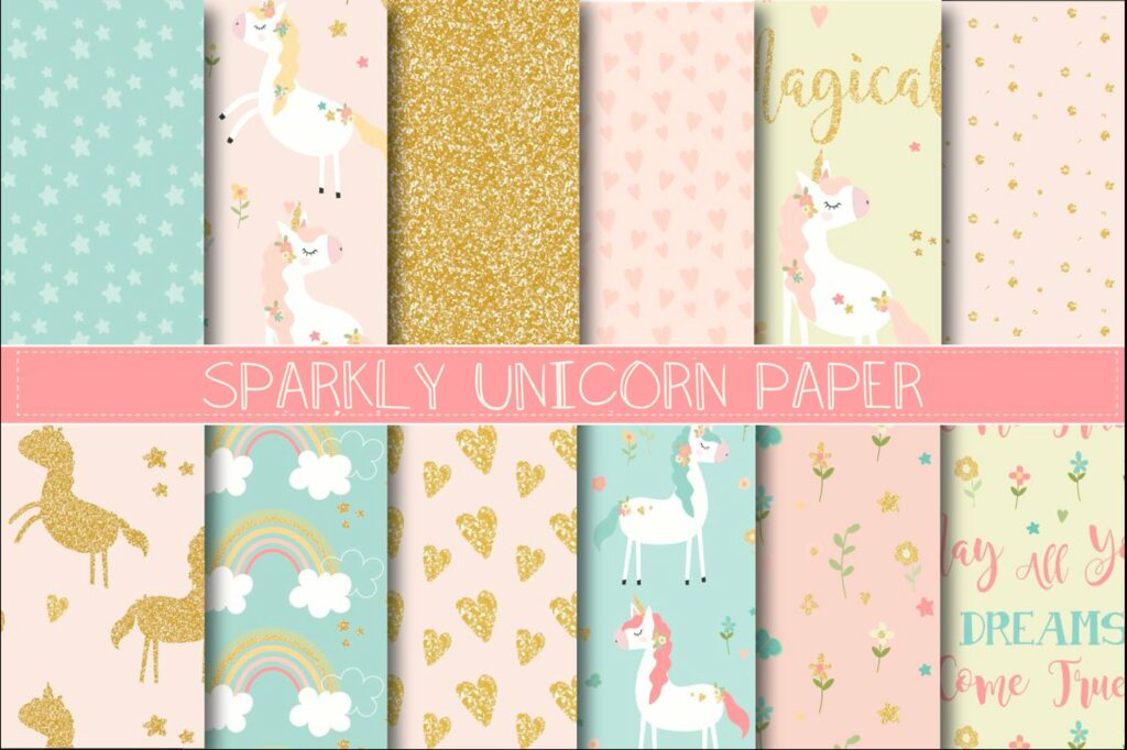 Sparkly unicorn paper – MasterBundles