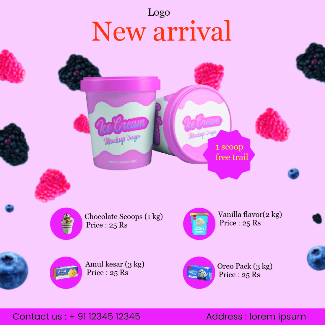 Flyer for ice cream new arrival - MasterBundles