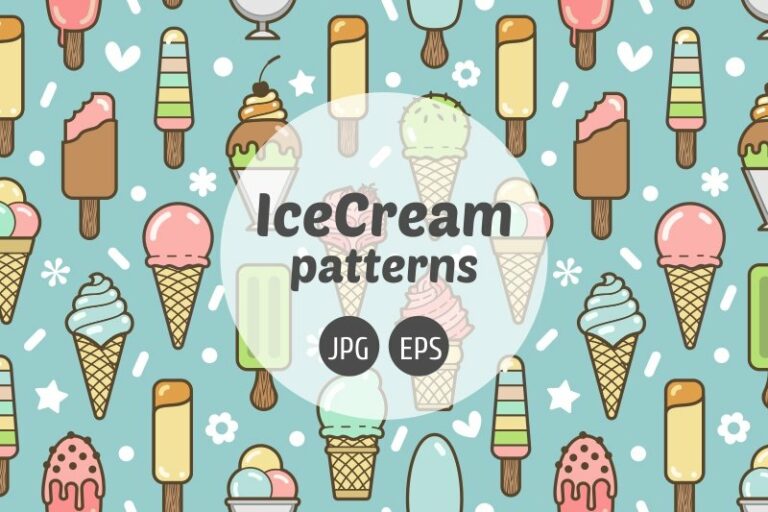 Colorful ice cream seamless pattern – MasterBundles