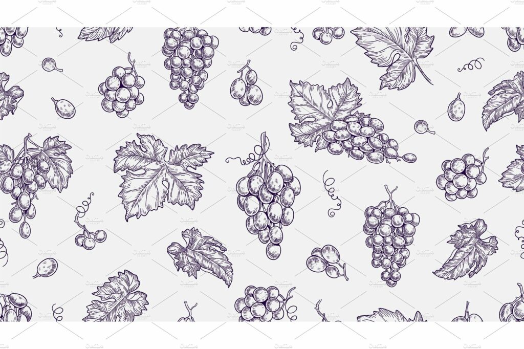 Grape pattern. Vine seamless texture – MasterBundles