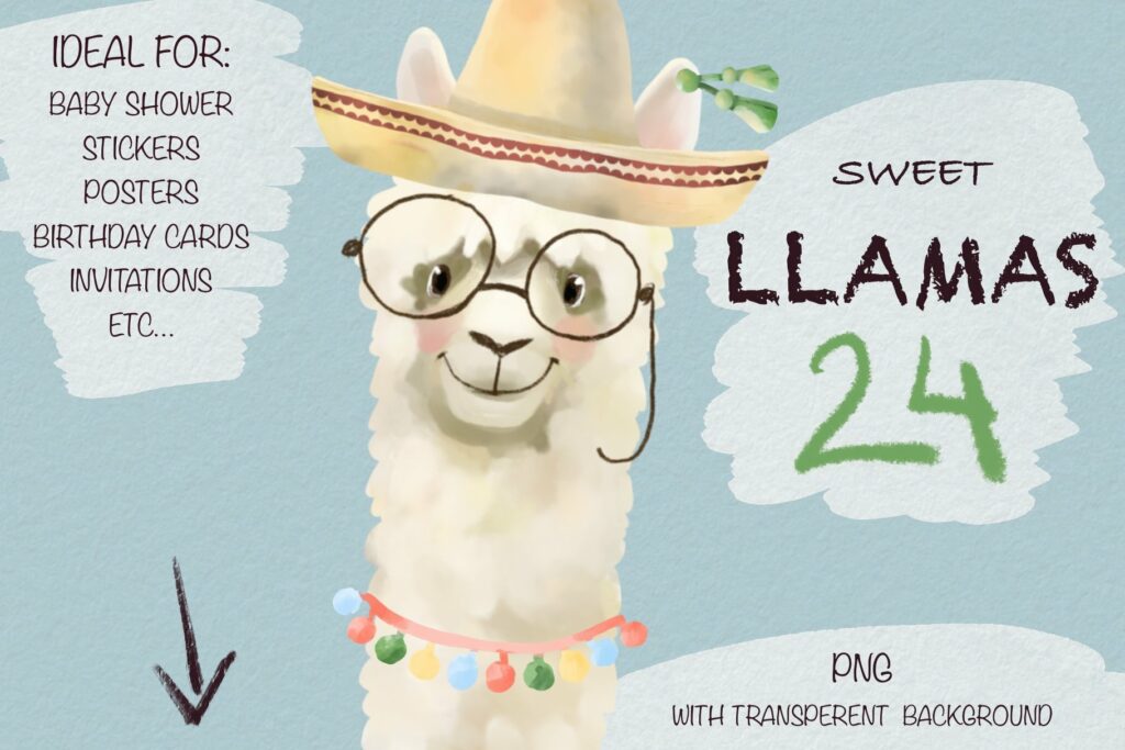 Llamas Watercolor – MasterBundles