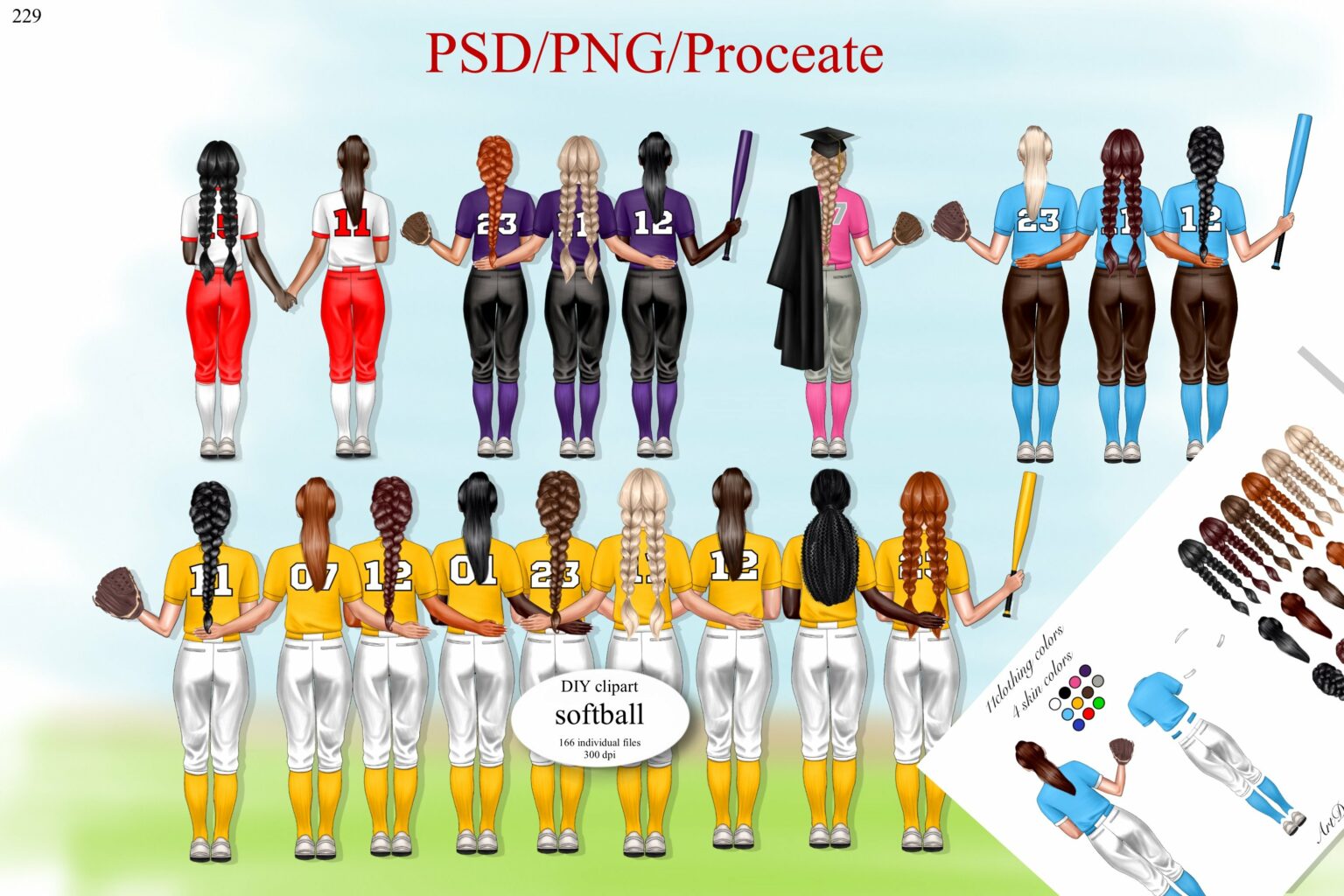 Softball personalized clipart. – MasterBundles