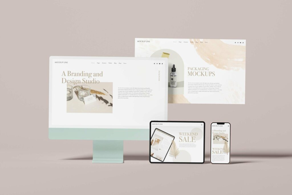 New iMac Website Mockup Set – MasterBundles