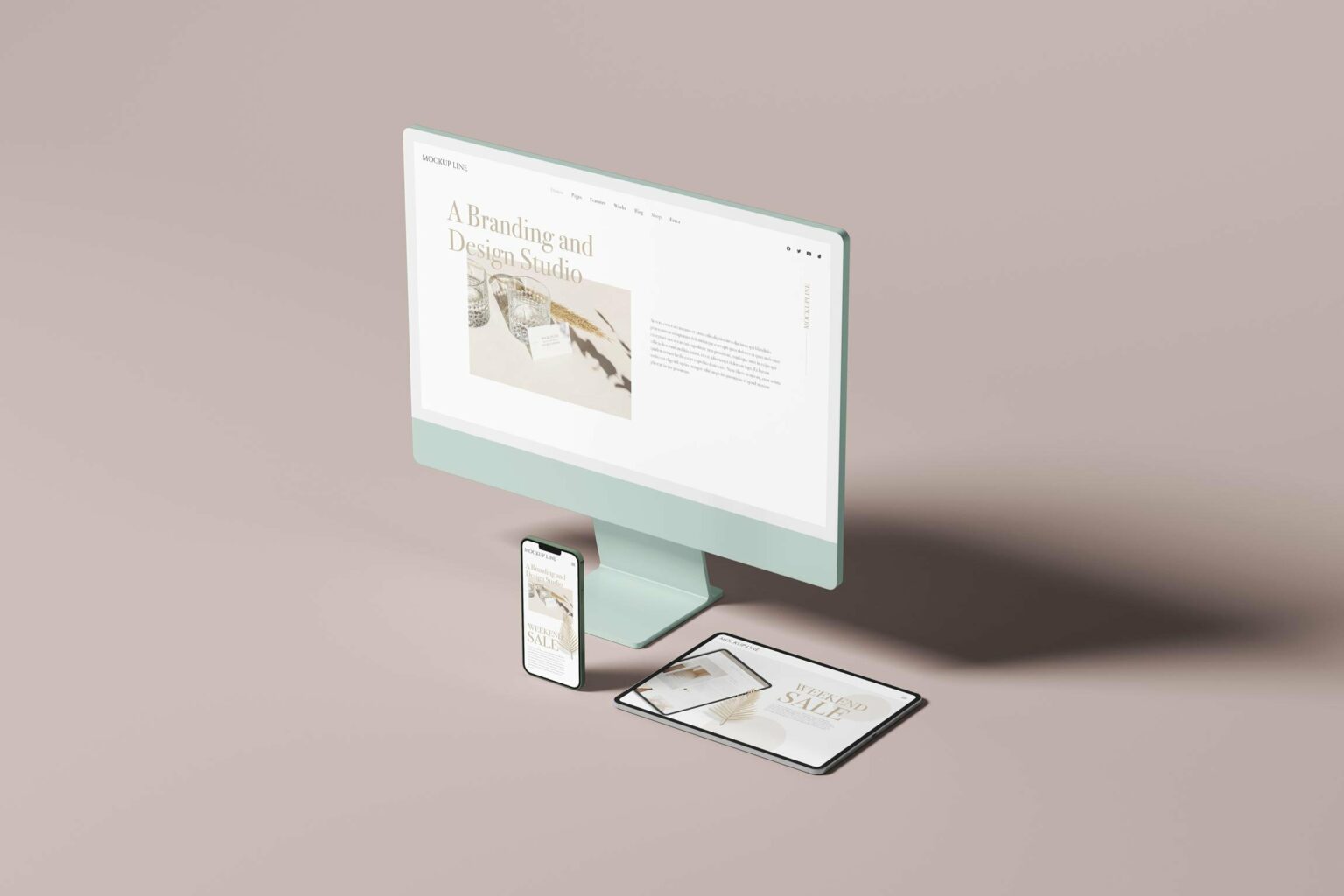 New iMac Website Mockup Set – MasterBundles