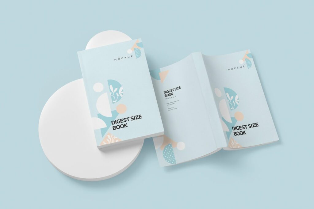 5 Digest Size Book Mockups – MasterBundles