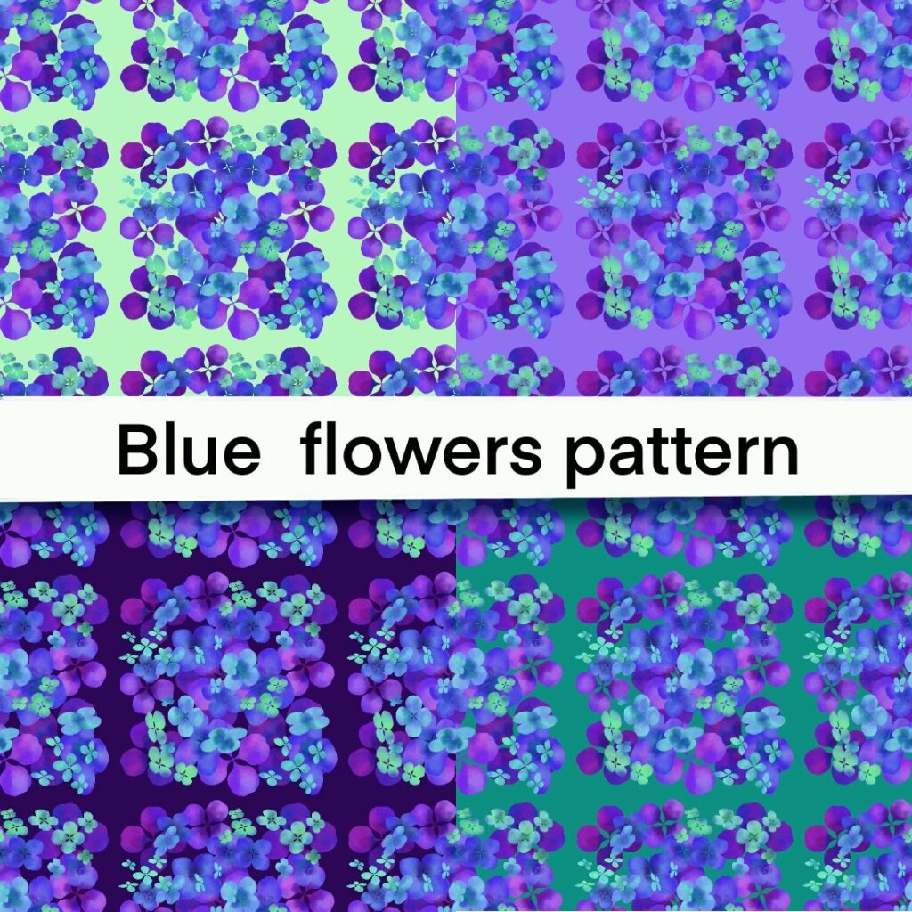8 Blue flowers pattern.Seamless Pattern - MasterBundles