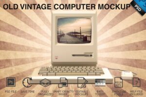Old Vintage Computer Display Mockup – MasterBundles