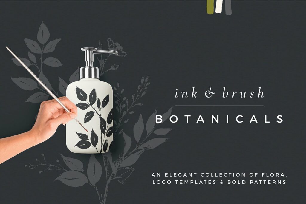 Ink botanicals, logos & patterns – MasterBundles