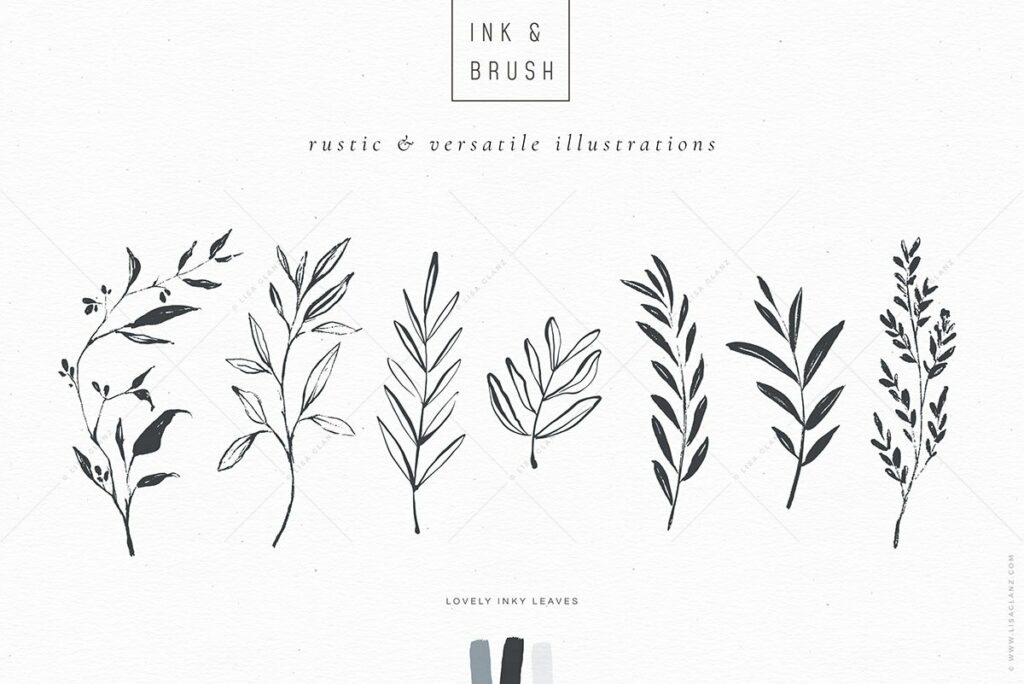 Ink botanicals, logos & patterns – MasterBundles