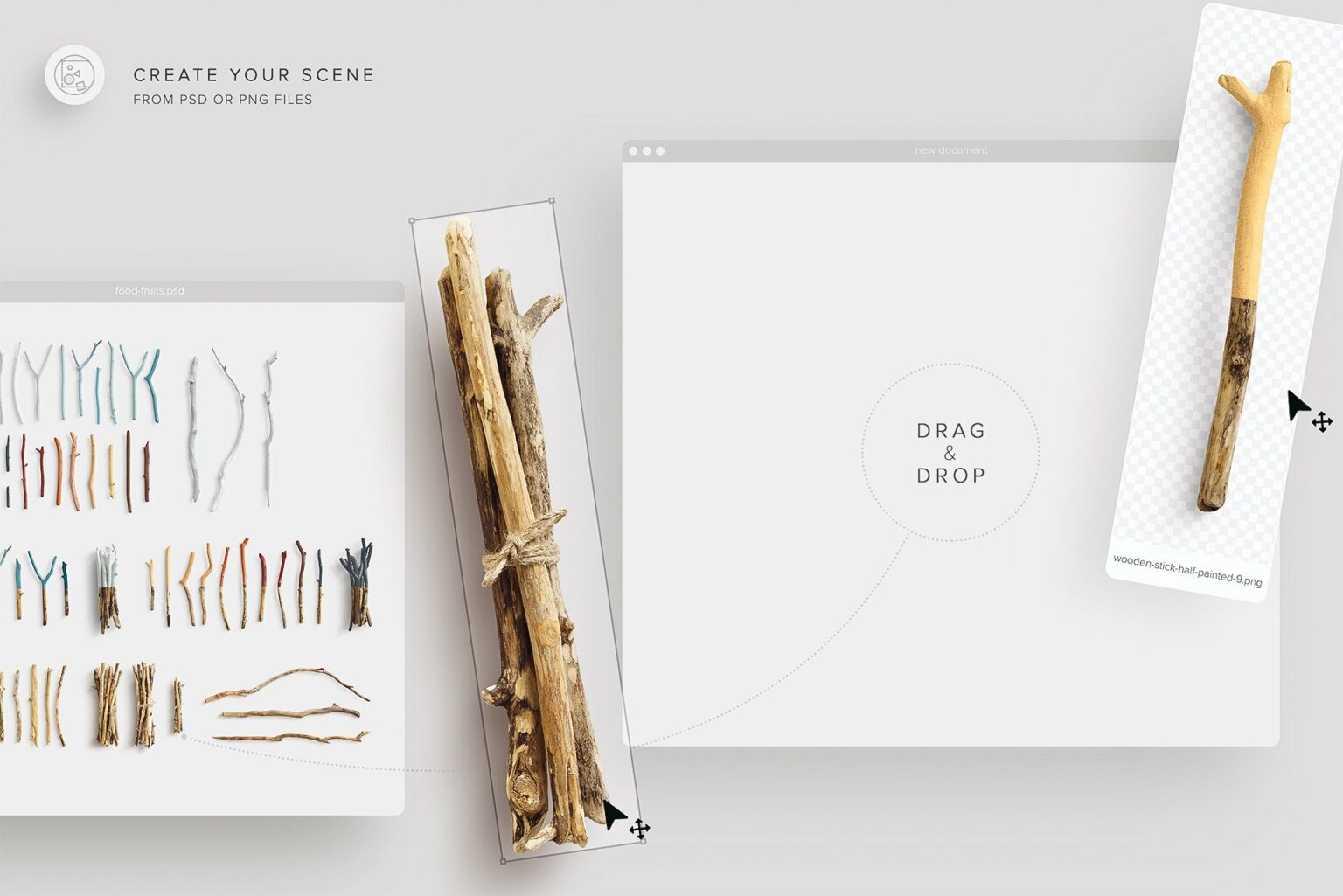 Wooden Nature Sticks Scene Creator – MasterBundles