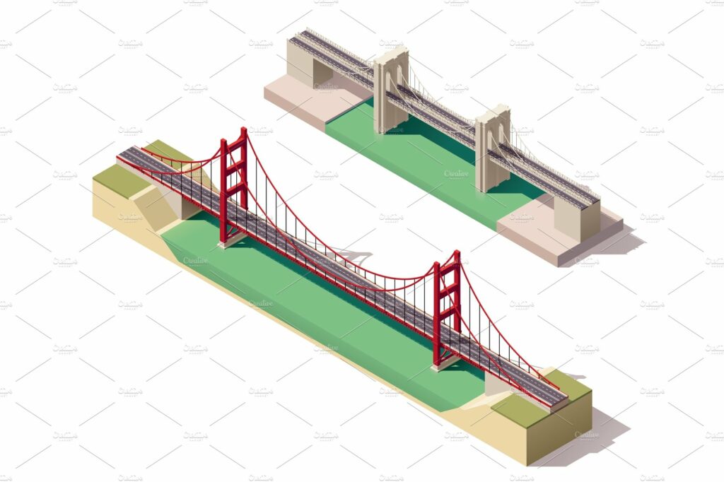 Vector isometric suspension bridge – MasterBundles