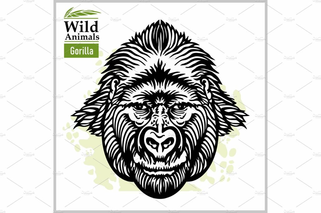 Gorilla head - symmetric front face – MasterBundles