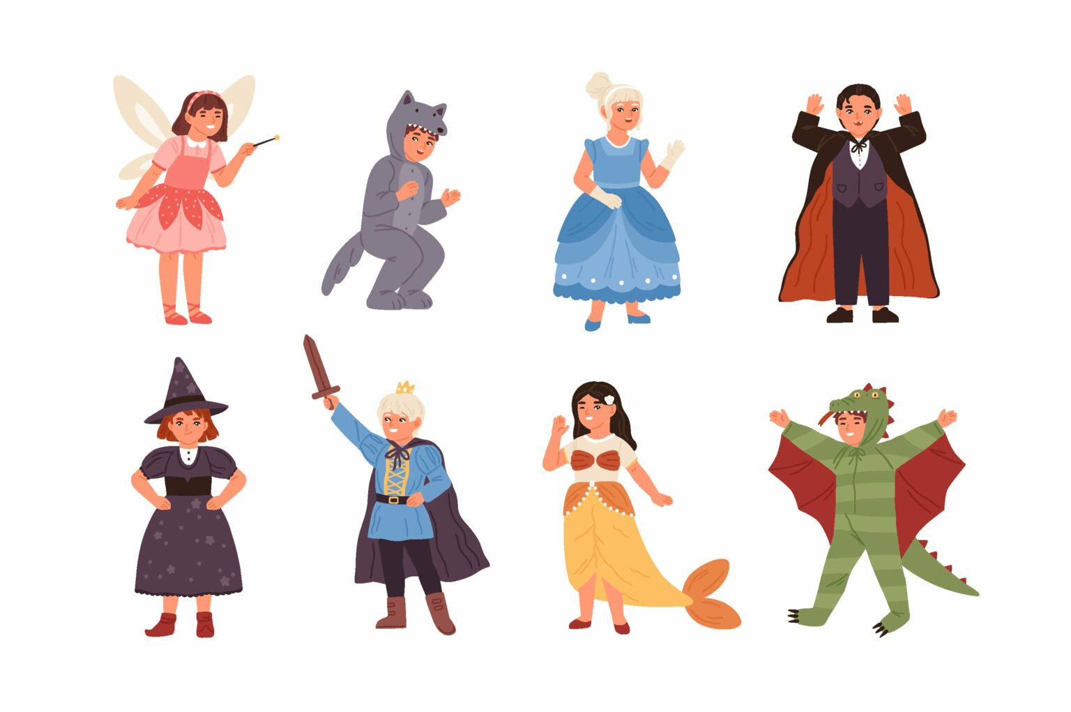 Kids in fairy tale costumes set – MasterBundles