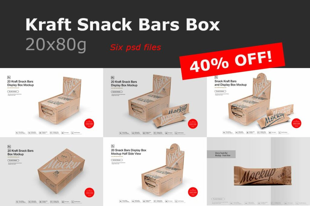 Snack Bars Box Mockup 20x80g – MasterBundles
