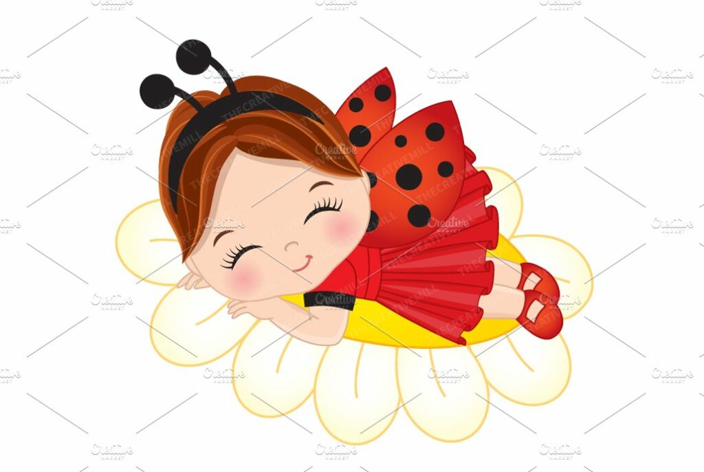 Vector Little Girls, Vector Ladybugs – MasterBundles