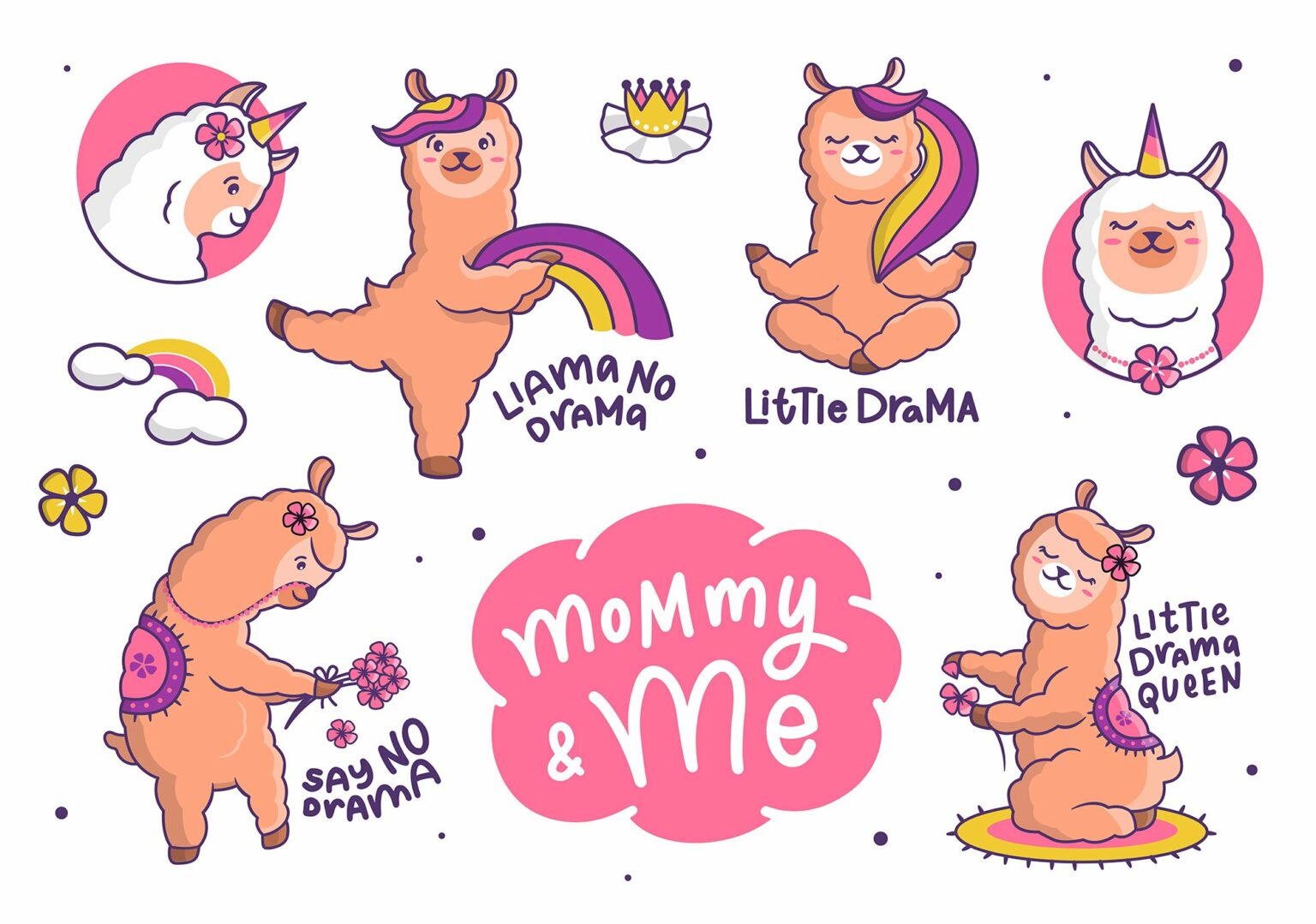 Llama clipart. KIDS BUNDLE design – MasterBundles