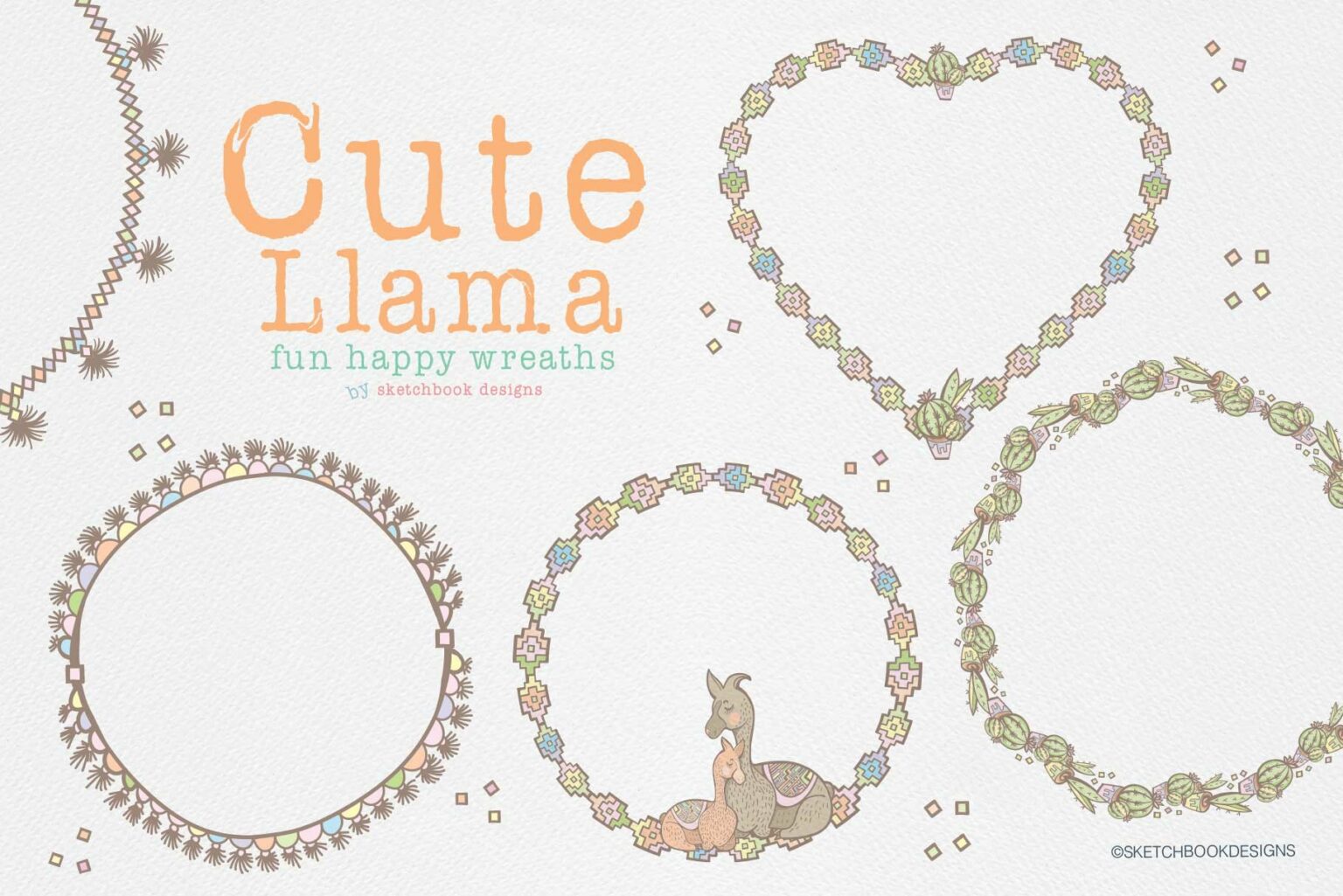 Cute Llama Doodle Design Set – MasterBundles