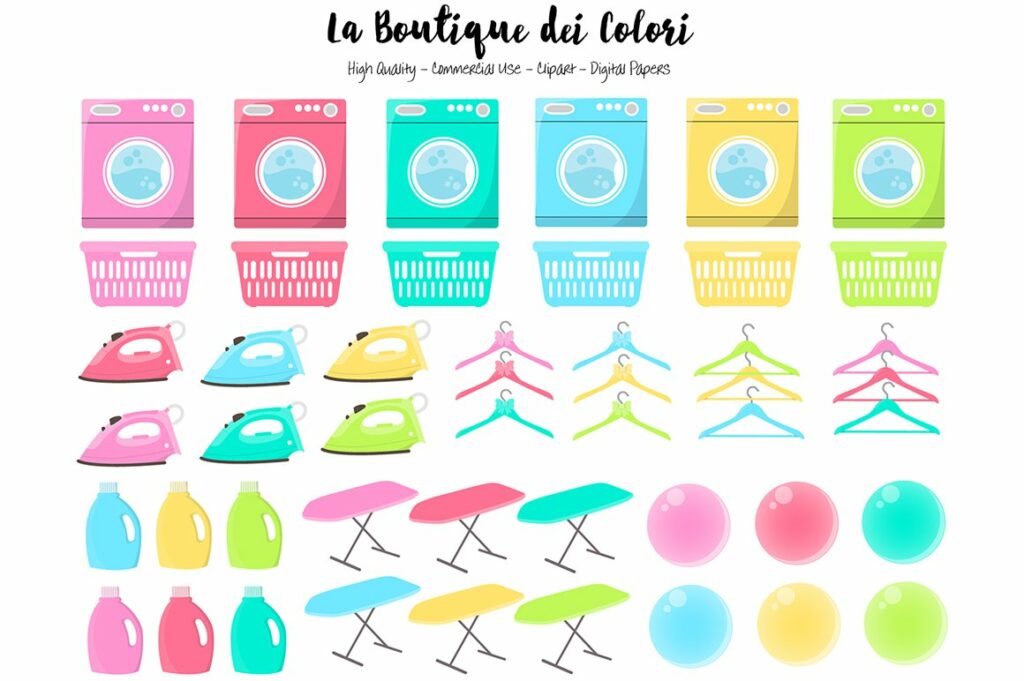 Colorful Laundry Clipart – MasterBundles