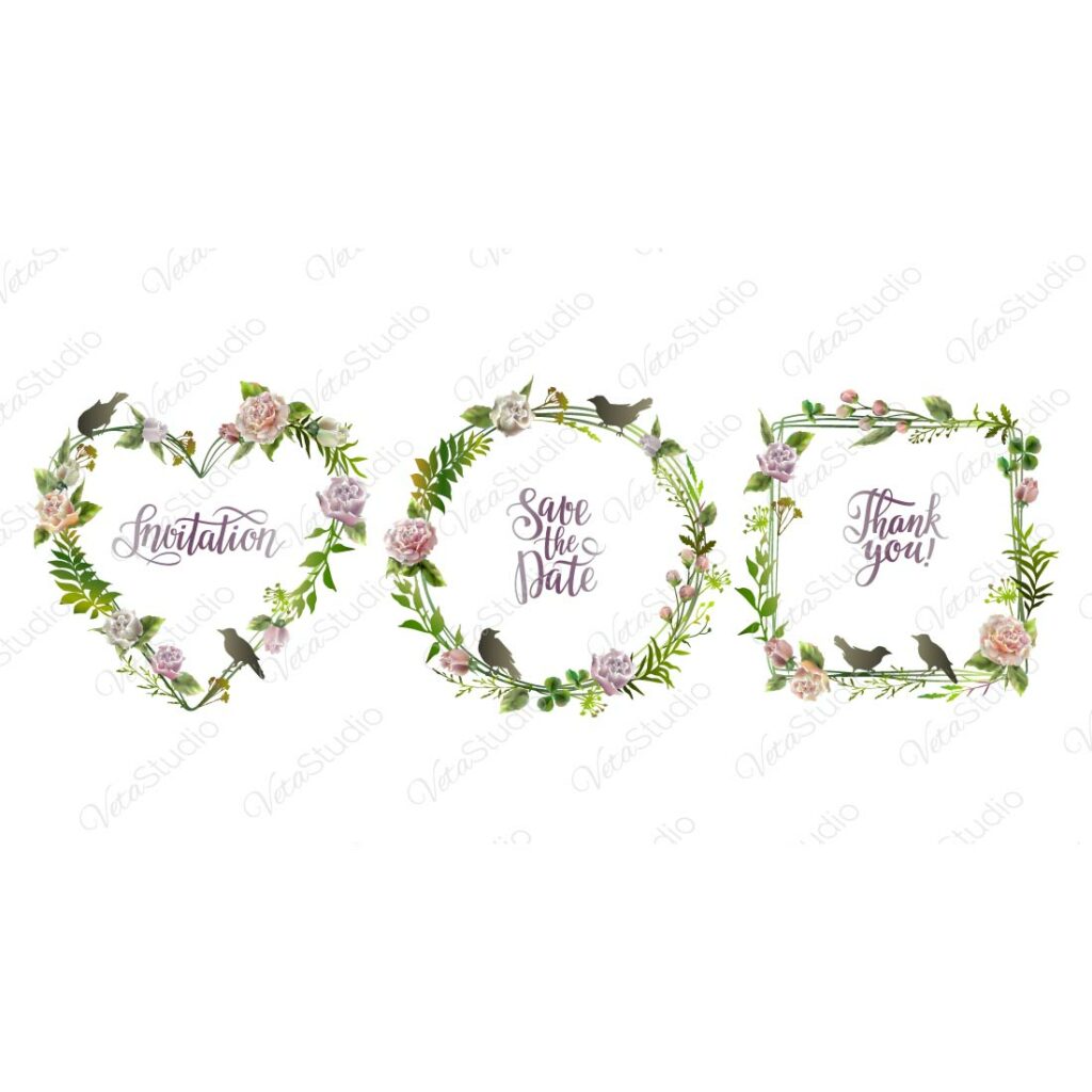 Floral Frames Set With Roses - Only 7$. - MasterBundles