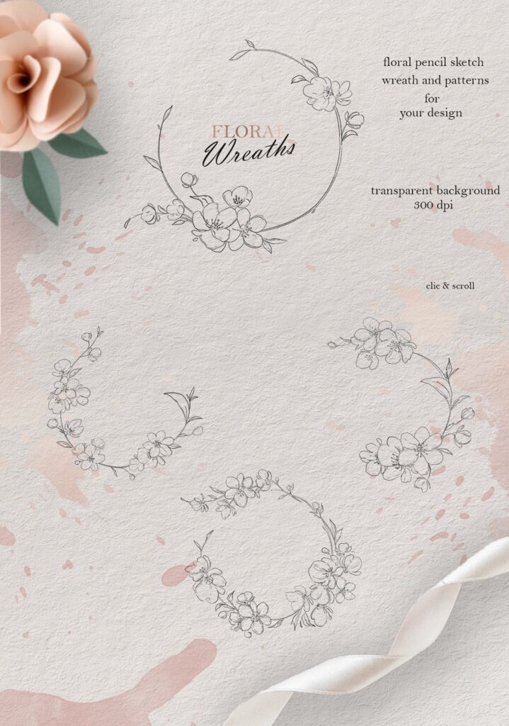 Spring flowers - pencil sketch set – MasterBundles