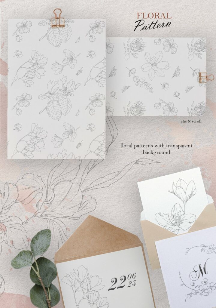 Spring flowers - pencil sketch set – MasterBundles