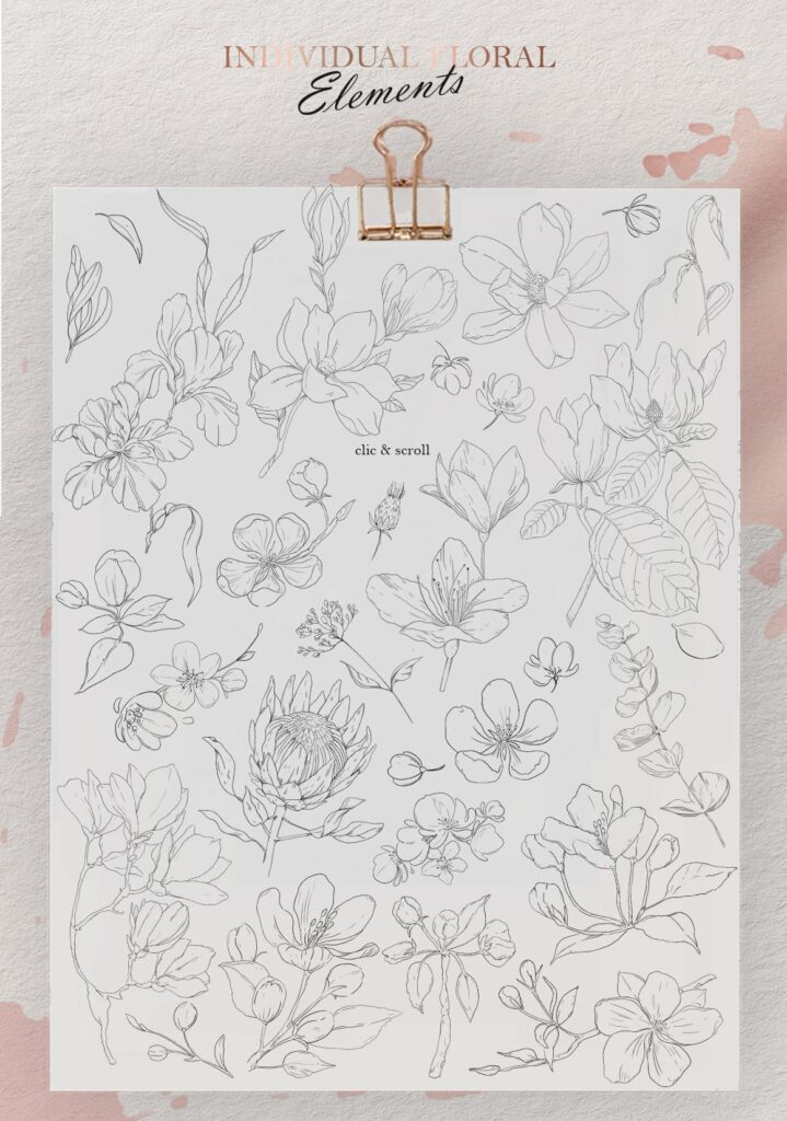 Spring flowers - pencil sketch set – MasterBundles