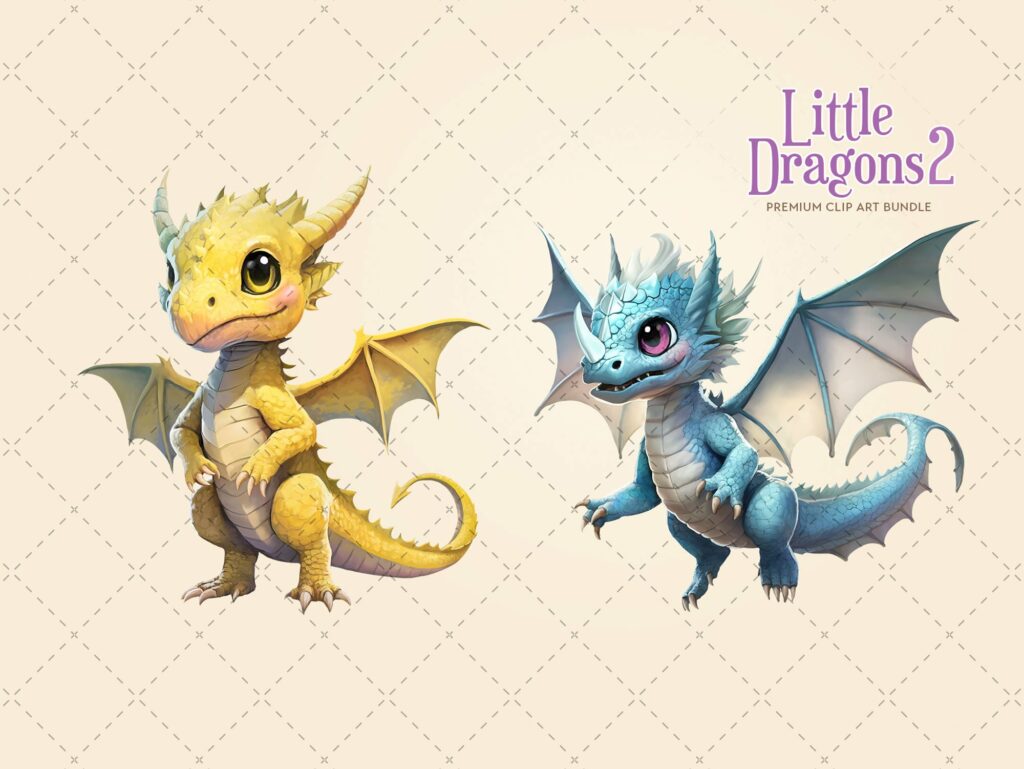 Cute Dragons Clipart 2 – MasterBundles