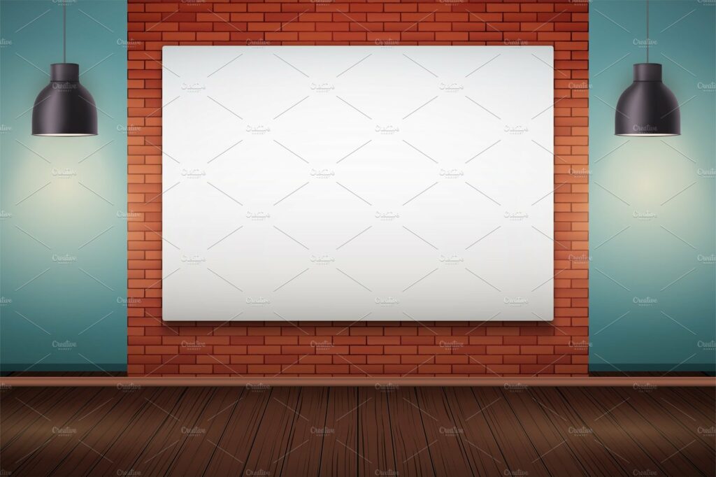 Red brick wall room with Billboard – MasterBundles