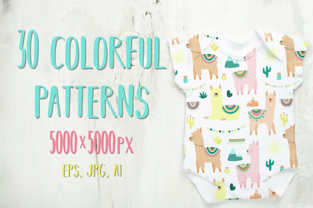 Hand-drawn llama collection – MasterBundles