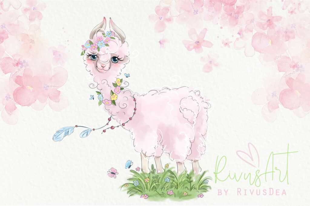 Llama PNG Clipart. Spring Alpaca – MasterBundles