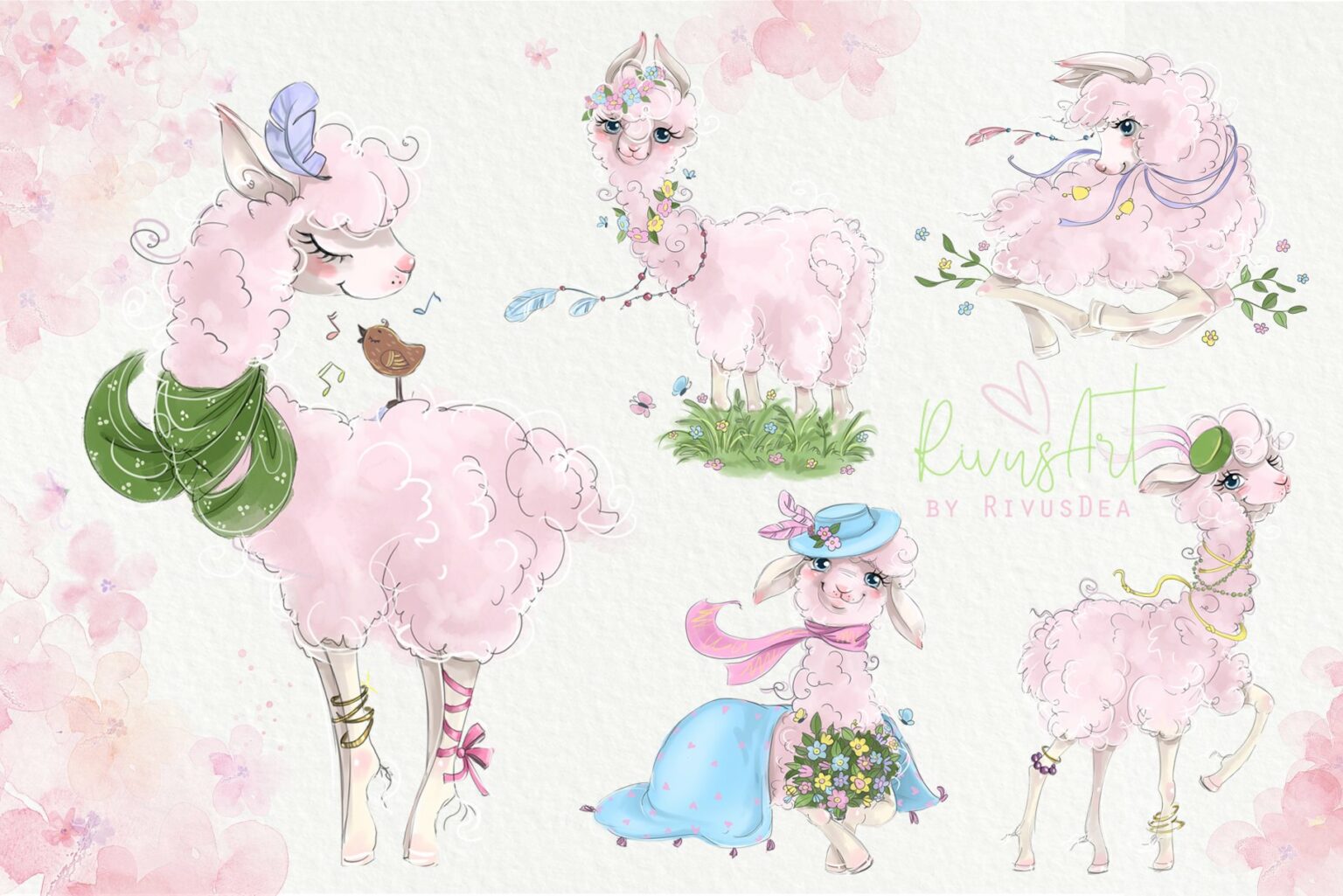 Llama PNG Clipart. Spring Alpaca – MasterBundles