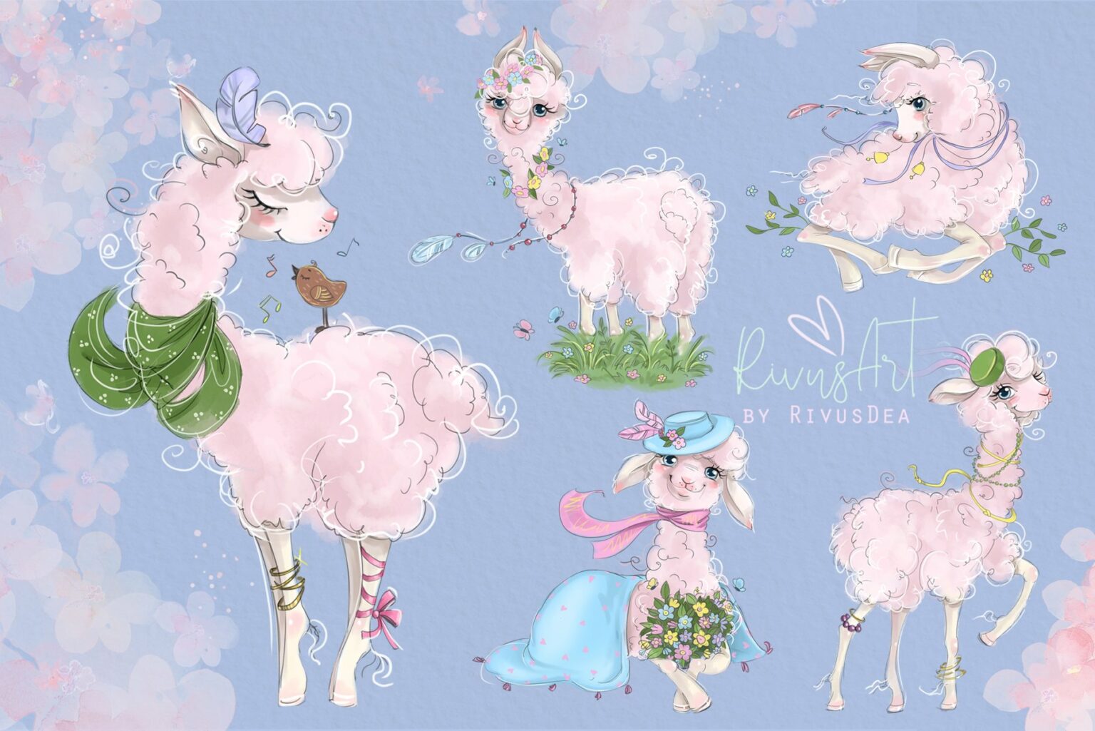 Llama PNG Clipart. Spring Alpaca – MasterBundles
