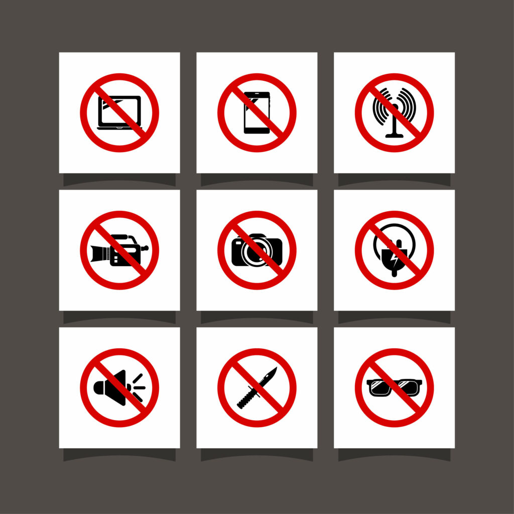 Warning with device icons video sign and symbol graphic design vector ...