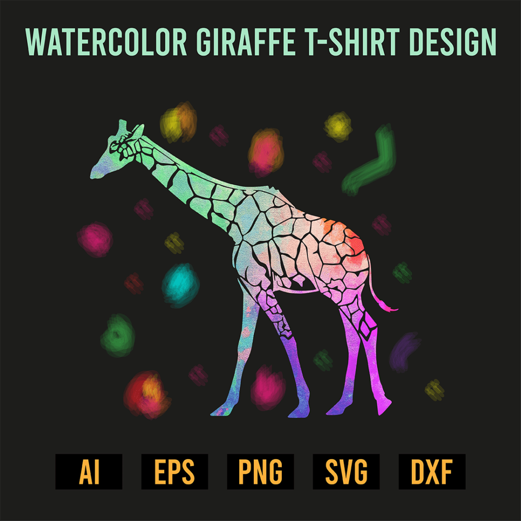 Watercolor Giraffe T-Shirt Design - MasterBundles