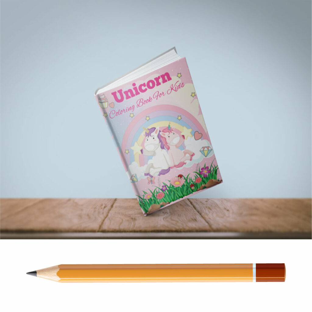 Unicorn coloring book cover design - MasterBundles