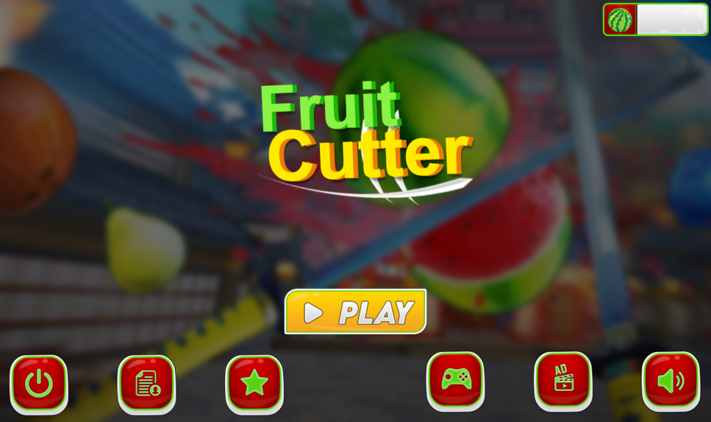 Fruit Cutter game UI template