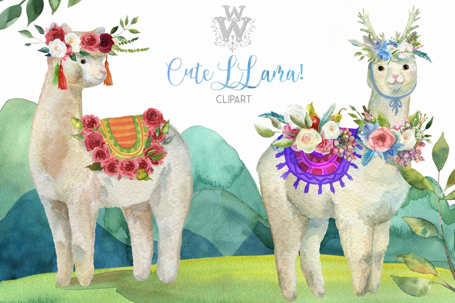 Cute watercolor llama alpaca clipart – MasterBundles