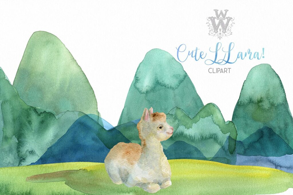 Cute watercolor llama alpaca clipart – MasterBundles