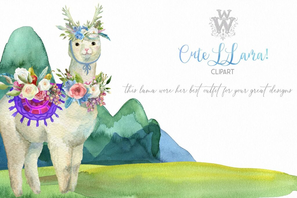 Cute watercolor llama alpaca clipart – MasterBundles