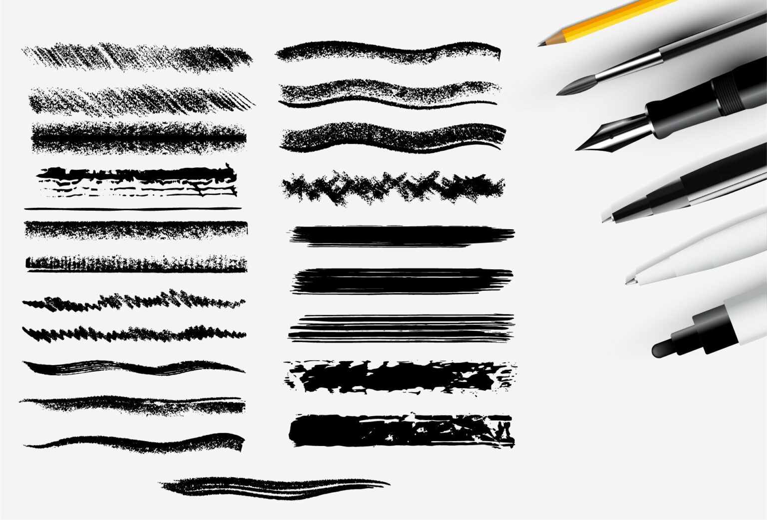 Pencil,Paint Stroke Brushes. Pen Ink – MasterBundles
