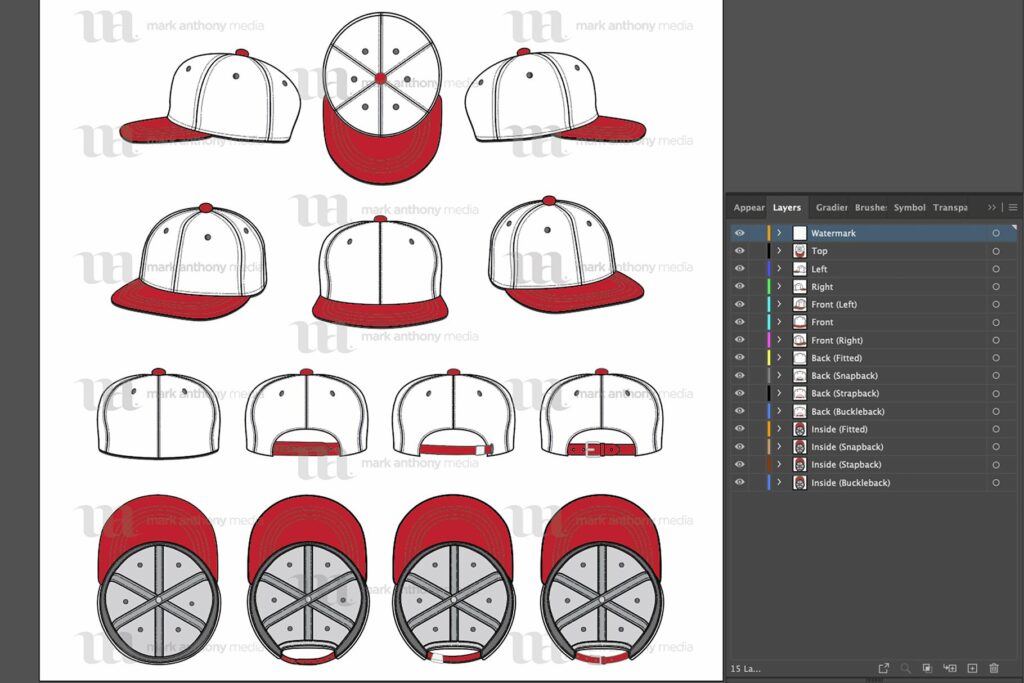 Flat Brim Baseball Hats - Template – MasterBundles