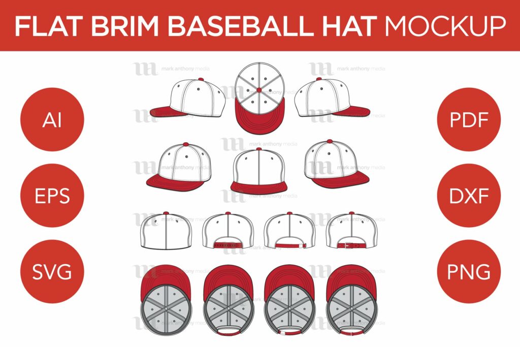 Flat Brim Baseball Hats - Template – MasterBundles