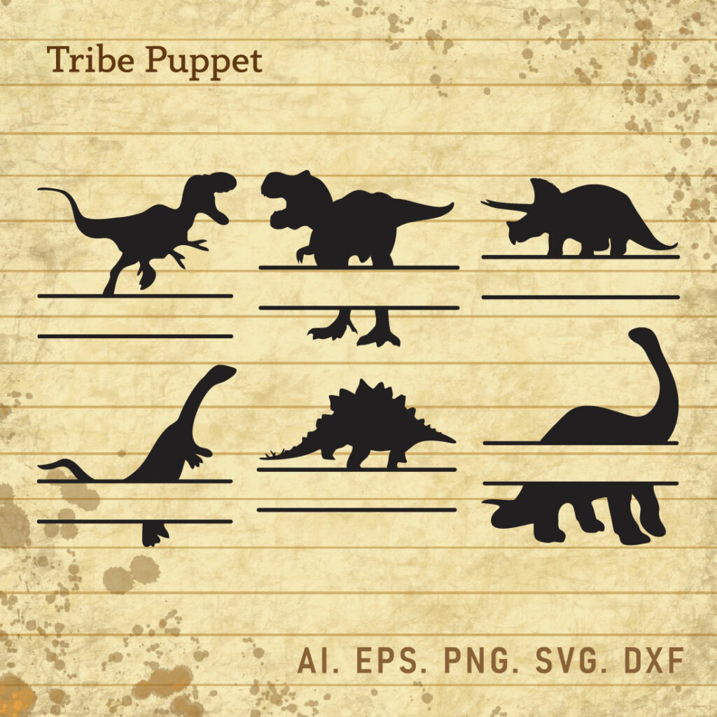 Dinosaur Split Monograms - MasterBundles